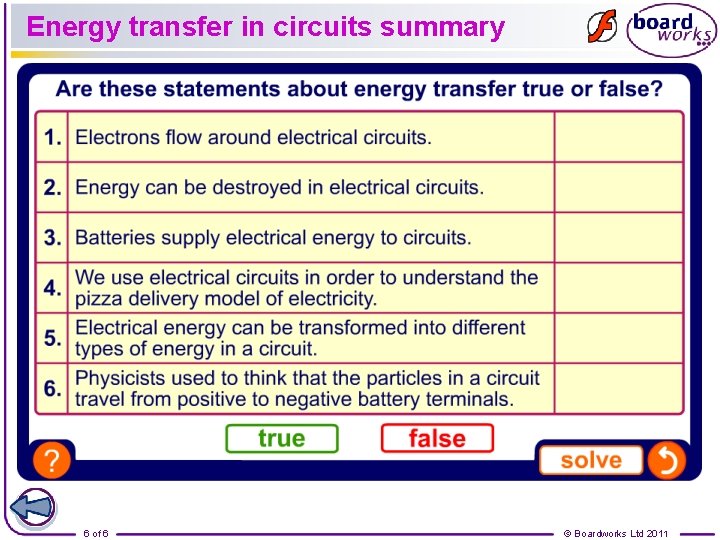 1 of 6 Boardworks Ltd 2011 Energy transformations