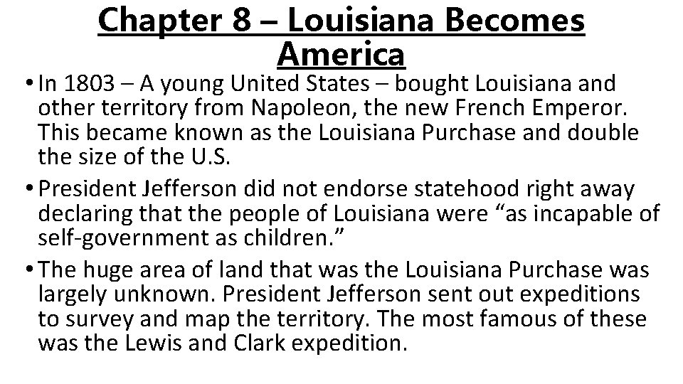 BRIS Louisiana History Chapter 6 and 7 Review