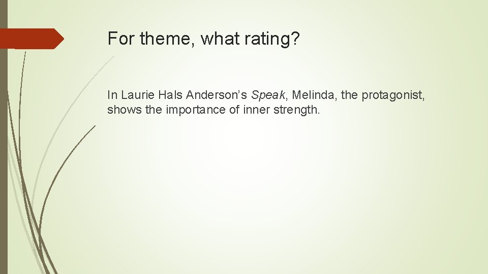 Using Writing Rubric Examples with the book Speak