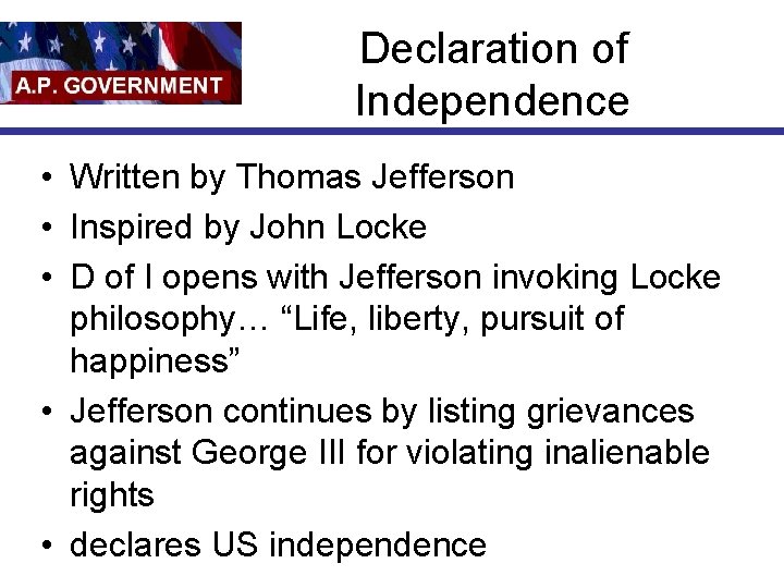 The Constitution Declaration of Independence Written by Thomas