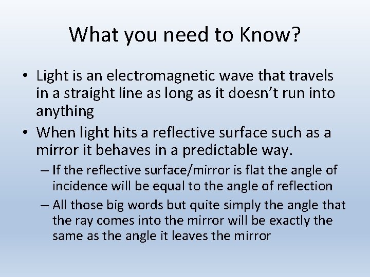 Reflection Relay Robert C Fisler Elementary Science Olympiad