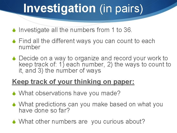 Number Explorations Two Ways to Count to Ten