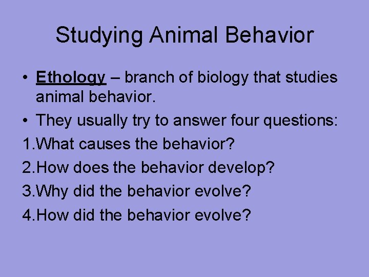 Overview of Animal Behavior Section 20 4 Introduction