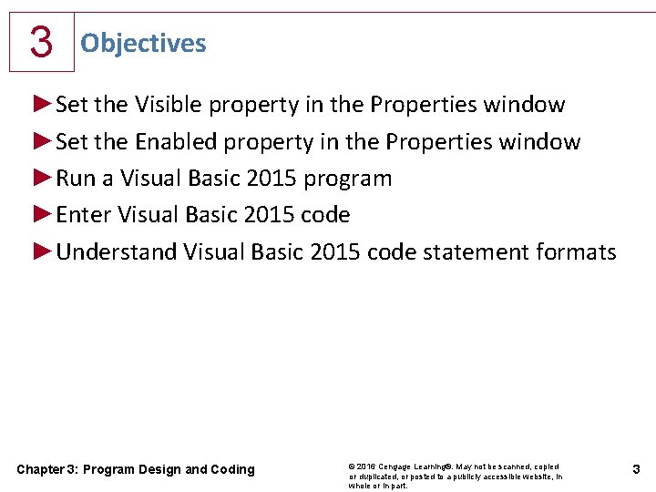 Microsoft Visual Basic 2015 CHAPTER THREE Program Design