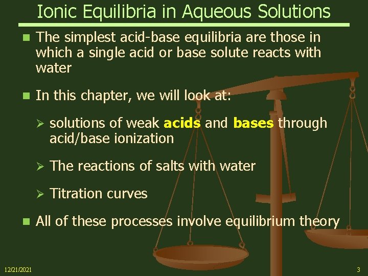 Ionic Equilibria in Aqueous Solutions n n 12212021