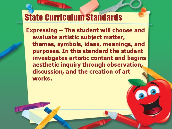 VISUAL ARTS KindergartenSixth Grade Standards Vocabulary Content Language