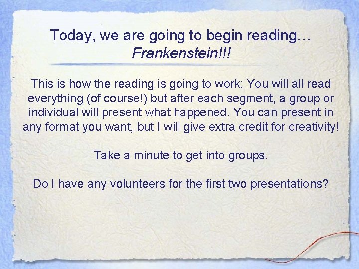 Objective Students will create a picture of how