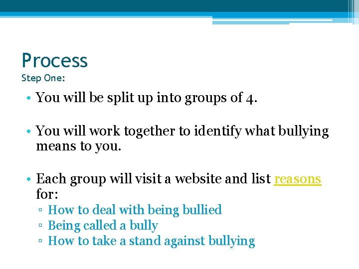 STOP BULLYING A Web Quest for 5 th