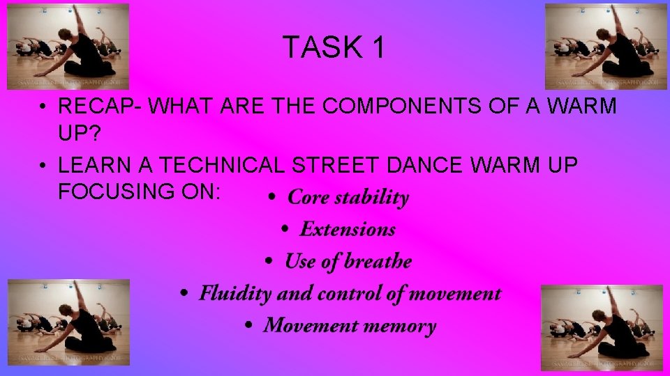 YEAR 9 DANCE SKILLS UNIT LESSON OBJECTIVE DEMONSTRATE