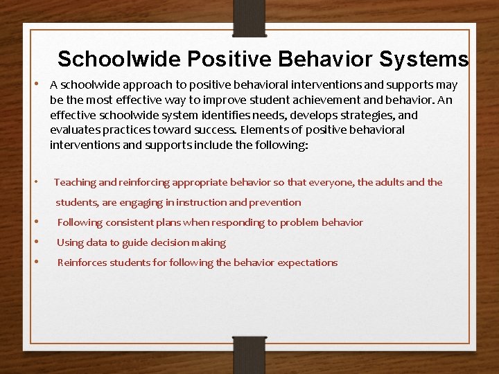Introduction to Promoting Positive Behavior in Schools PBIS
