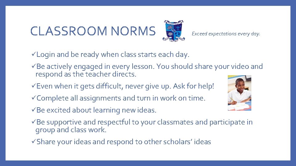 ACADEMY A CLASSROOM AND SCHOOL NORMS Best Practices