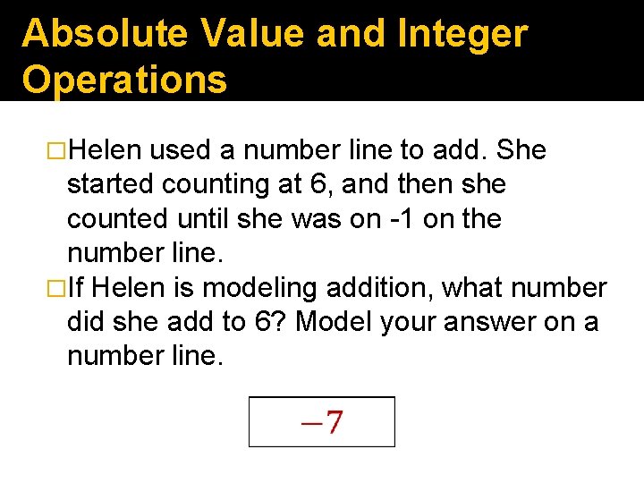 Stinky Feet Integers and Absolute Value Review Absolute