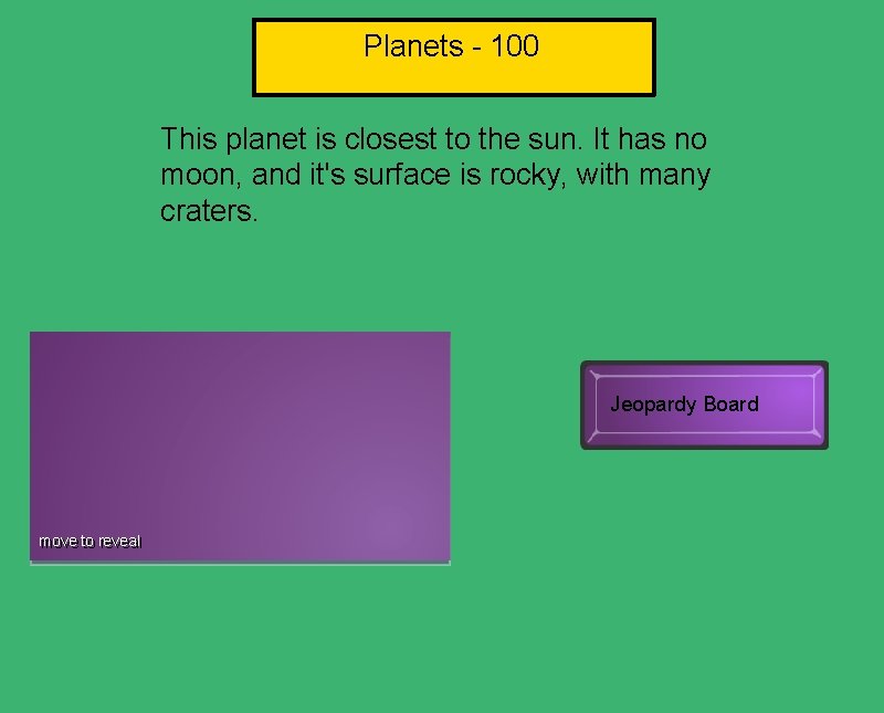 Smartboard Jeopardy The Solar System Grade 3 Lesson