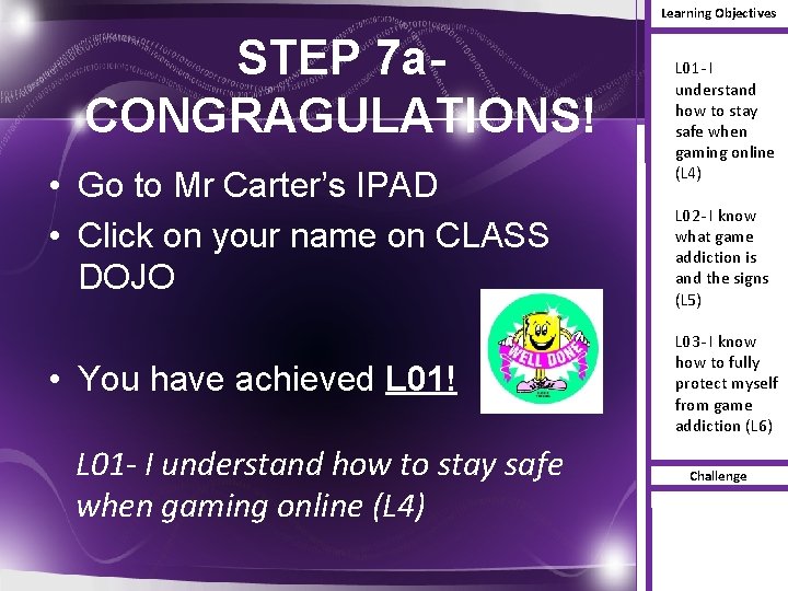 Learning Objectives Click edit Master title STEPto 1