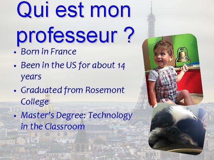 Bonjour Index Card Your name Your childs name