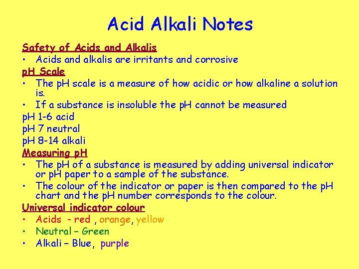 Think What do you know about acids and