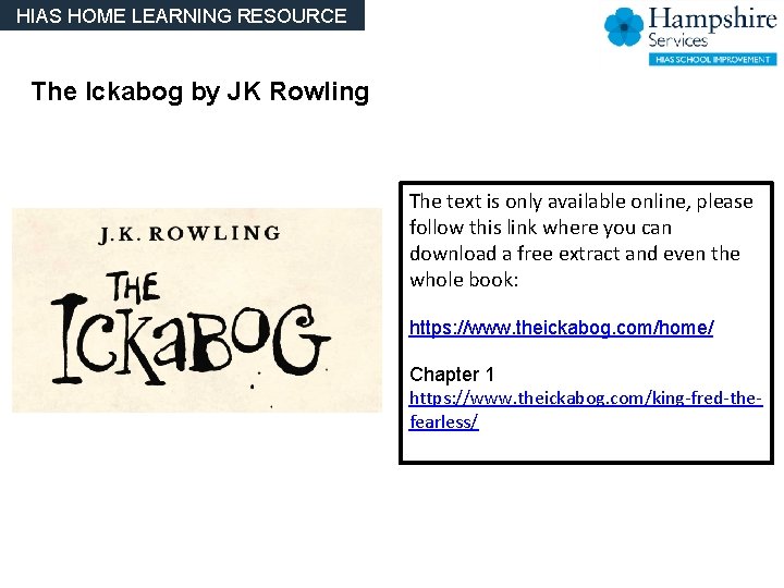 HIAS HOME LEARNING RESOURCE Reading Comprehension The Ickabog