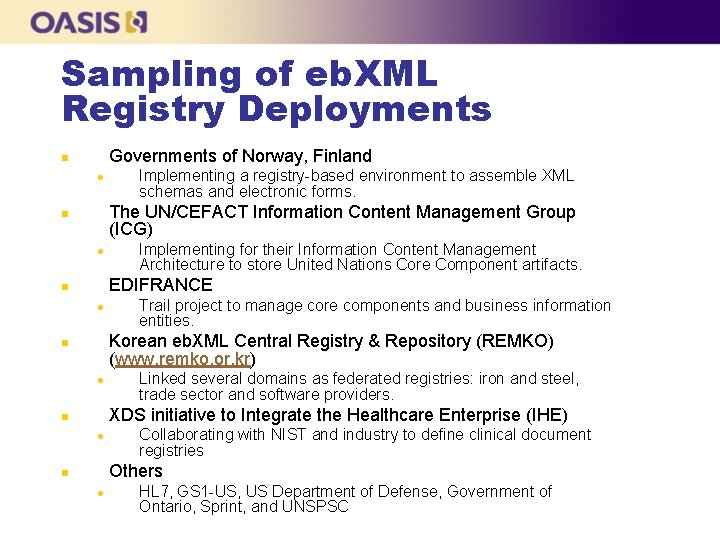 www oasisopen org eb XML Registry Technical Committee