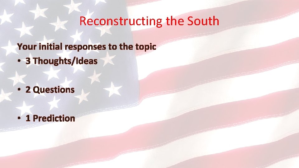 Reconstruction Putting America back together Mr Mize Results