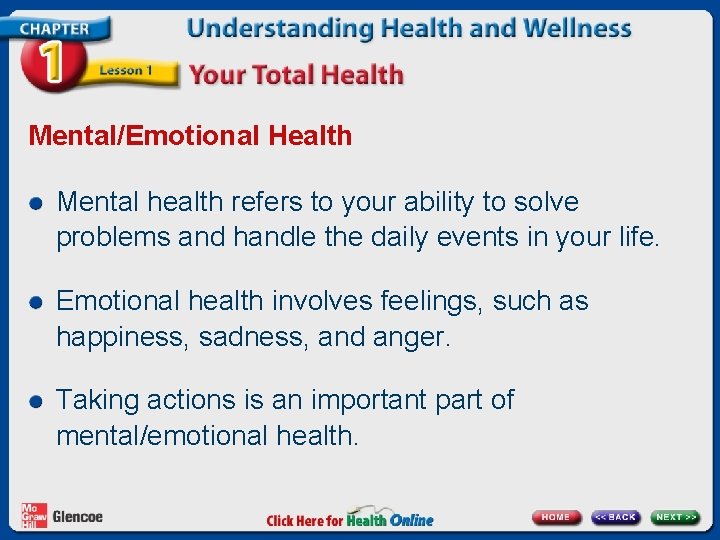 health A combination of physical mentalemotional and social