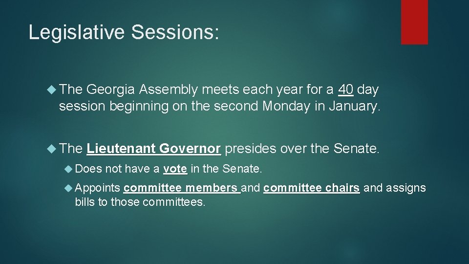 Just the Facts The Legislative Branch of Government