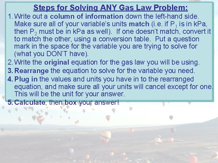 Basic Gas Laws 42711 Combined and Partial Pressures
