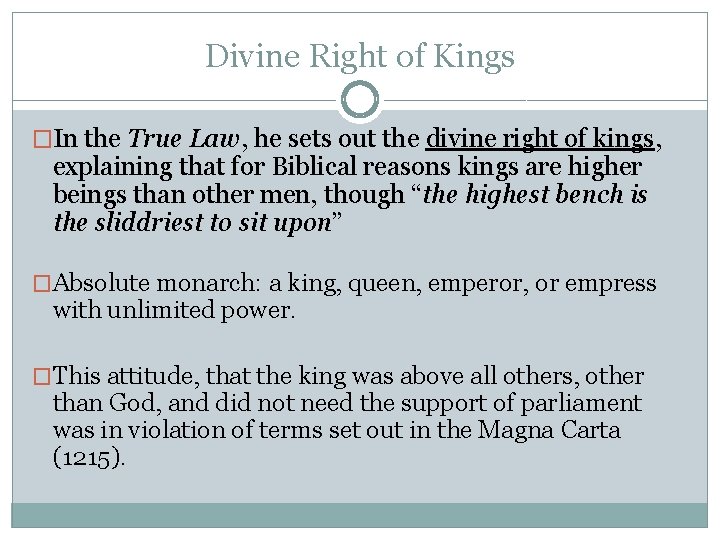 James I and his contribution to the English