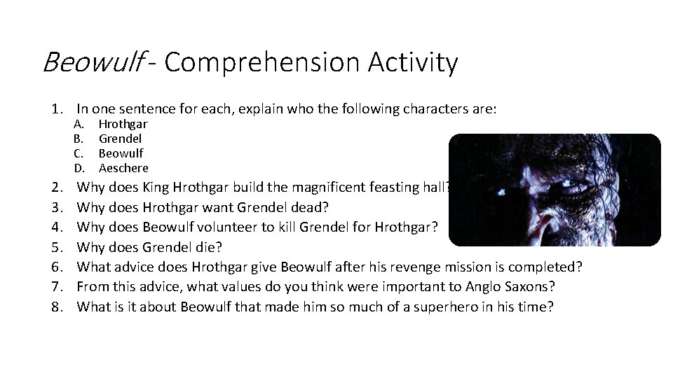 Beowulf what is the poem about ACTIVITY Read