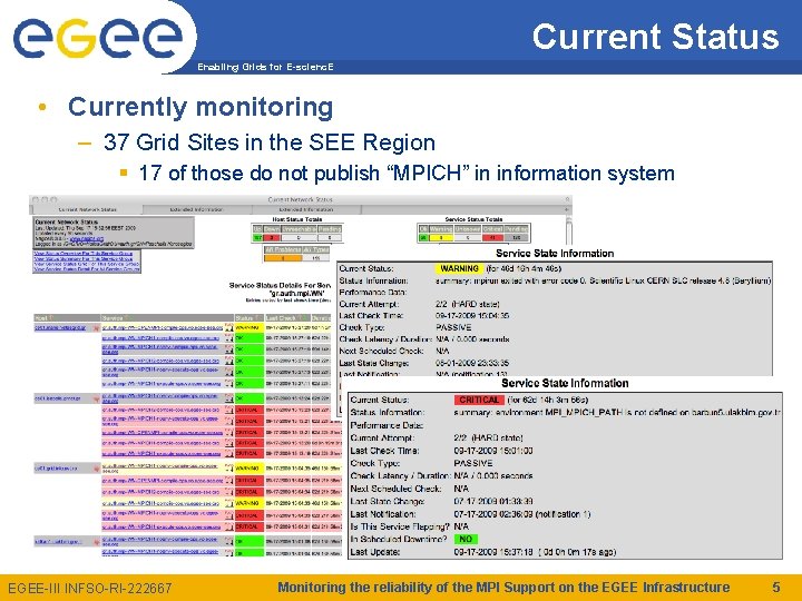Enabling Grids for Escienc E Monitoring the reliability