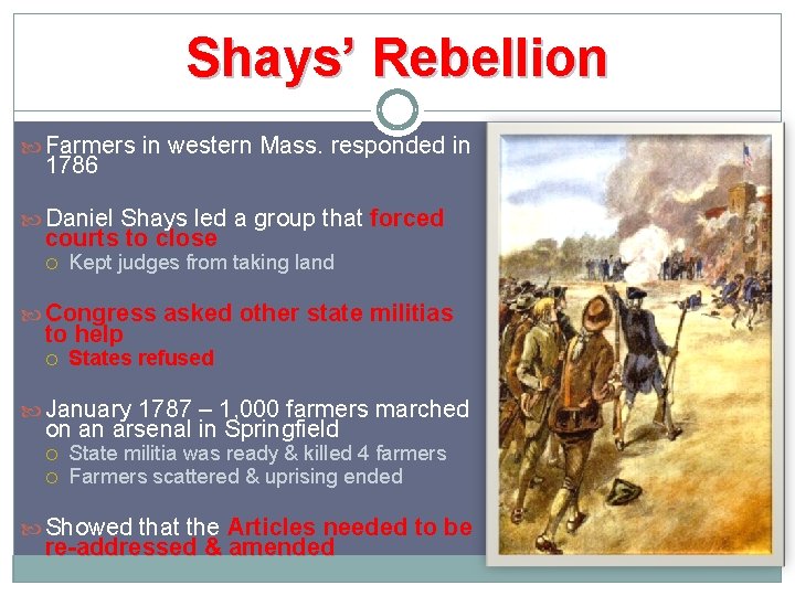 Shays Rebellion DEPRESSION HARDSHIP IN AMERICA Story of