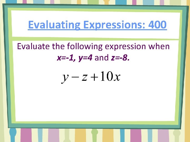 Chapter 1 Jeopardy Variables Expressions Order of Operations