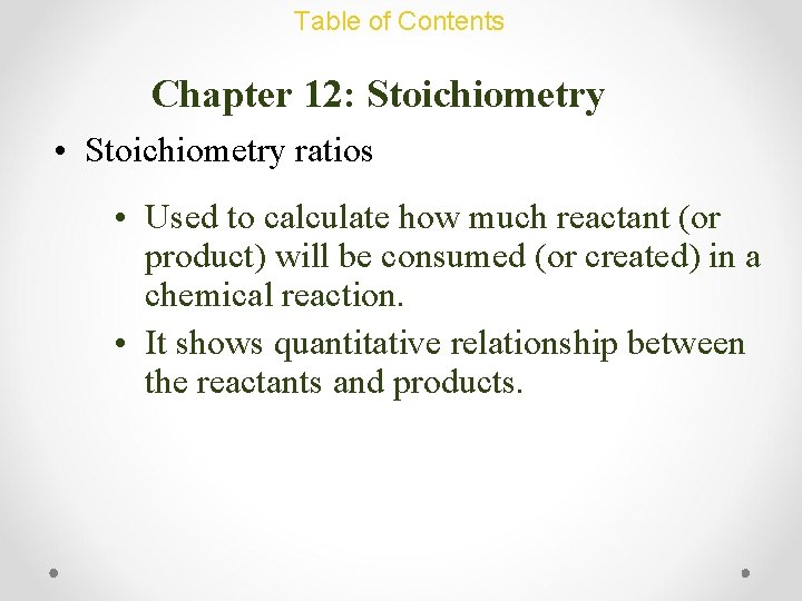 Table of Contents Chapter 12 Stoichiometry 12 1