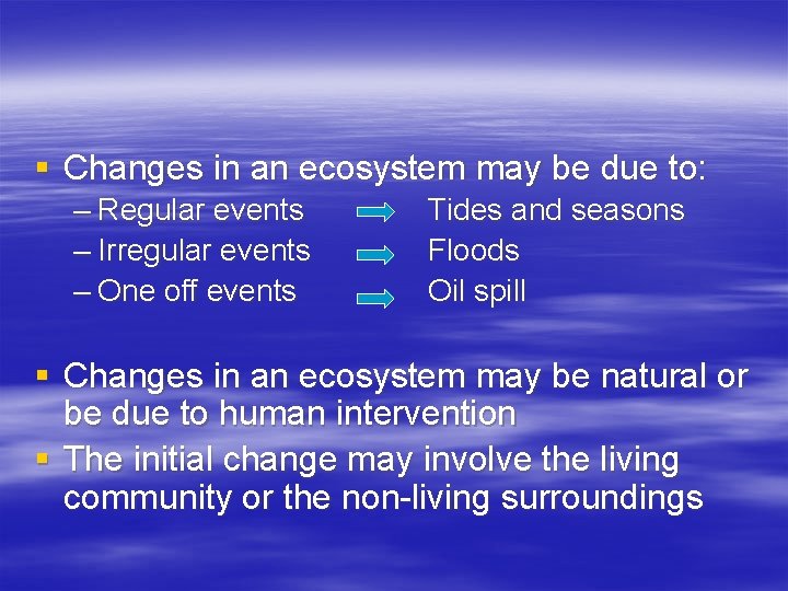 Changing Ecosystems Year 11 Biology Unit 2 Outcome