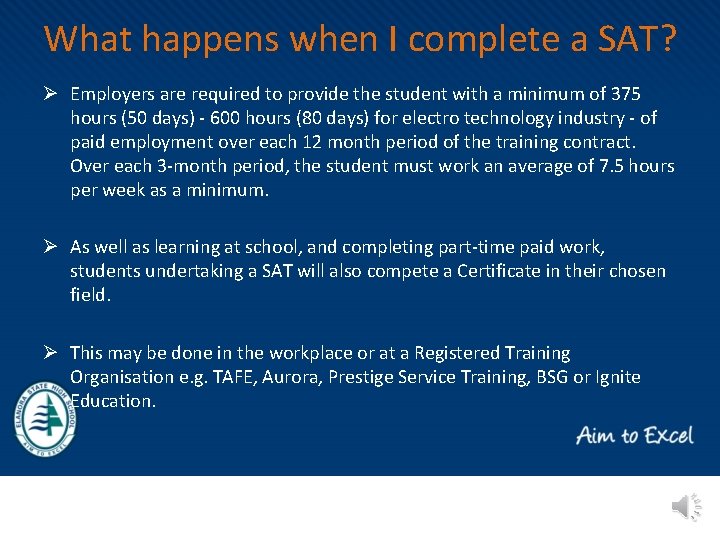 Understanding School Based Apprenticeships and Traineeships SATs What