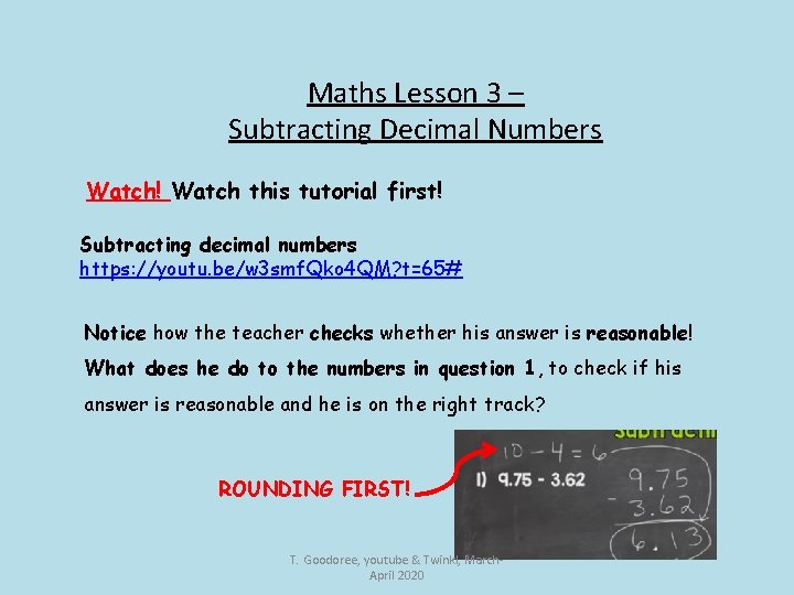 Maths Lesson 3 Subtracting Decimal Numbers Mental Maths
