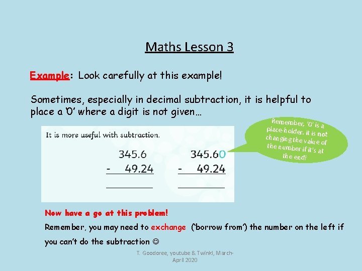 Maths Lesson 3 Subtracting Decimal Numbers Mental Maths