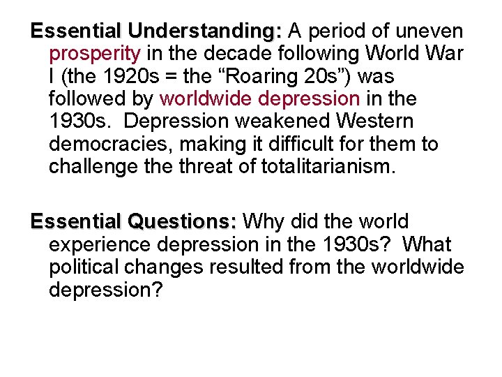 The Interwar Years 1919 1939 Dubbs World Essential