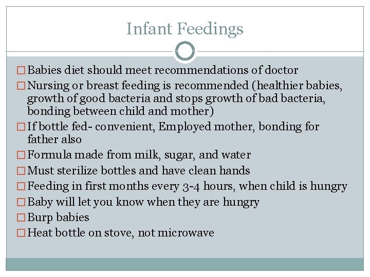 Child Development Nutrition Notes Infant Feedings Babies diet