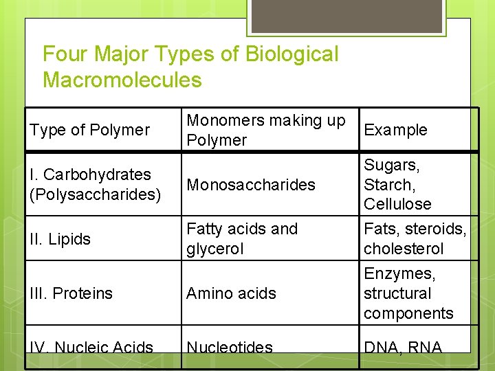 Biological Macromolecules Year 11 Biology Unit 1 Four