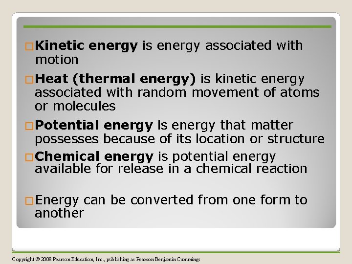 An organisms metabolism transforms matter and energy subject