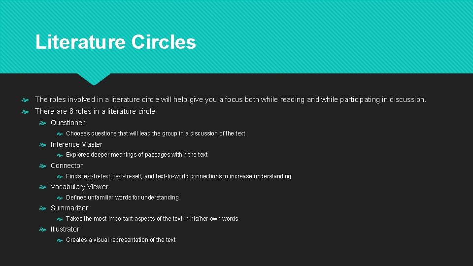 Socratic Seminar and Literature Circles Quick Write Describe