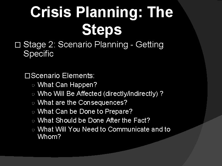 Crisis Planning Preparing for the Unpredictable What Are