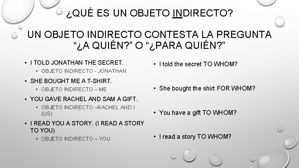 LOS OBJETOS INDIRECTOS SE DEBE EL 3 DE