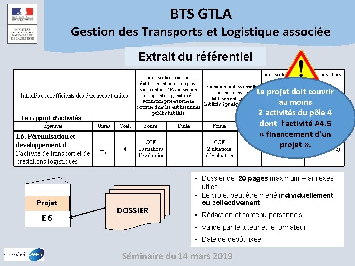 BTS GTLA Gestion des Transports et Logistique associe