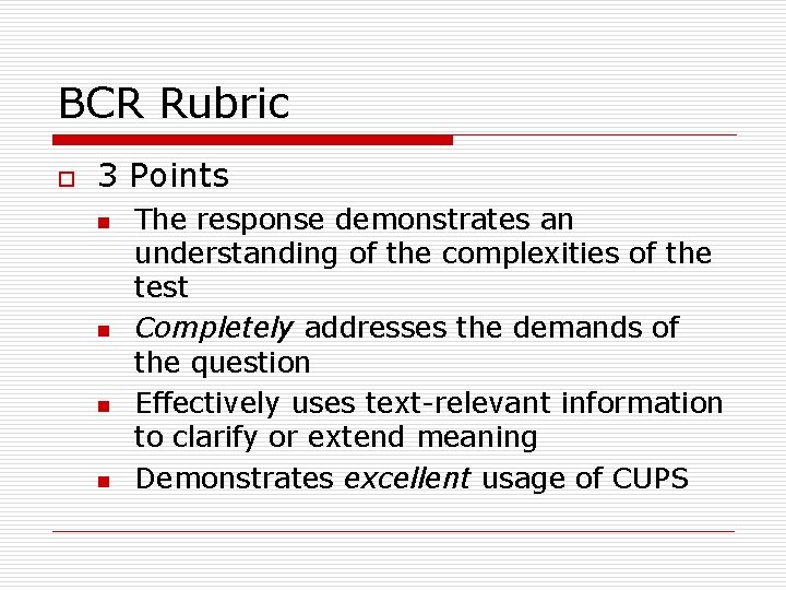 How to write a BCR Take out your