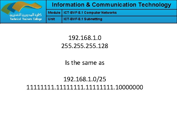 Information Communication Technology Module ICTBVF8 1 Computer Networks