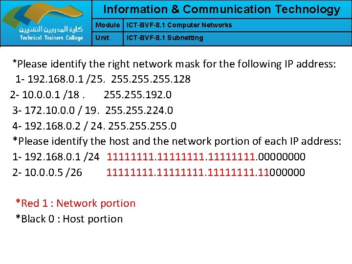 Information Communication Technology Module ICTBVF8 1 Computer Networks