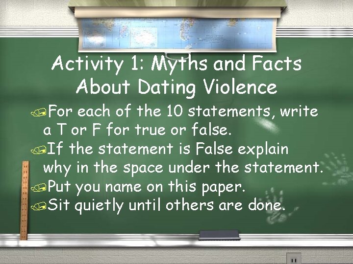 Dating Violence Activity 1 Myths and Facts About