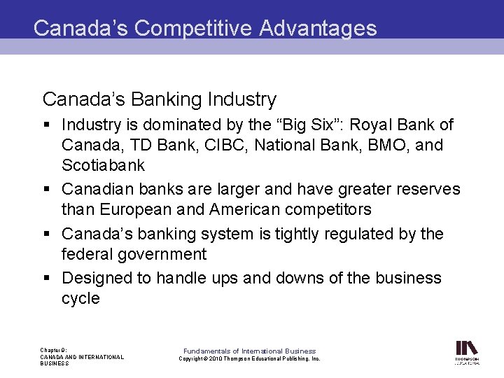 CHAPTER 9 Canada and International Business Chapter 9