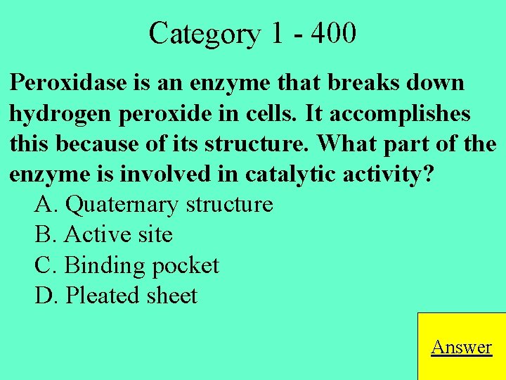 EOC Review Jeopardy 2 Enzymes Cell Bio Transport
